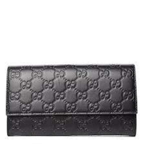 Gucci | Bags | Gucci Signature Gg Black Clutch Fold Over Gg Wallet Bag ...